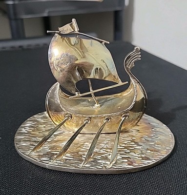 Antique 900 Sterling Silver Archaic Greek Trireme Viking Sail Ship Argo ...