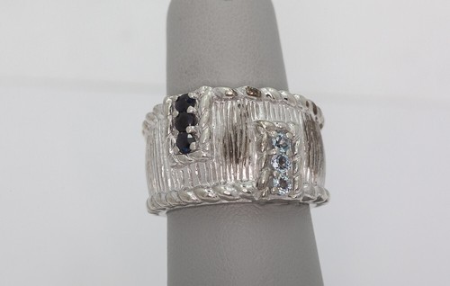 Judith Ripka Blue Sapphire and Aquamarine Ring Sterling Silver 925 ...