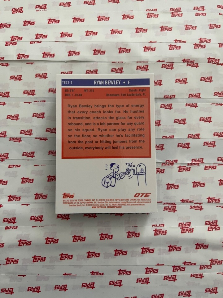 Ryan Bewley 2022-23 Topps Chrome Overtime Elite 1972 Throwback TB72-3 ...