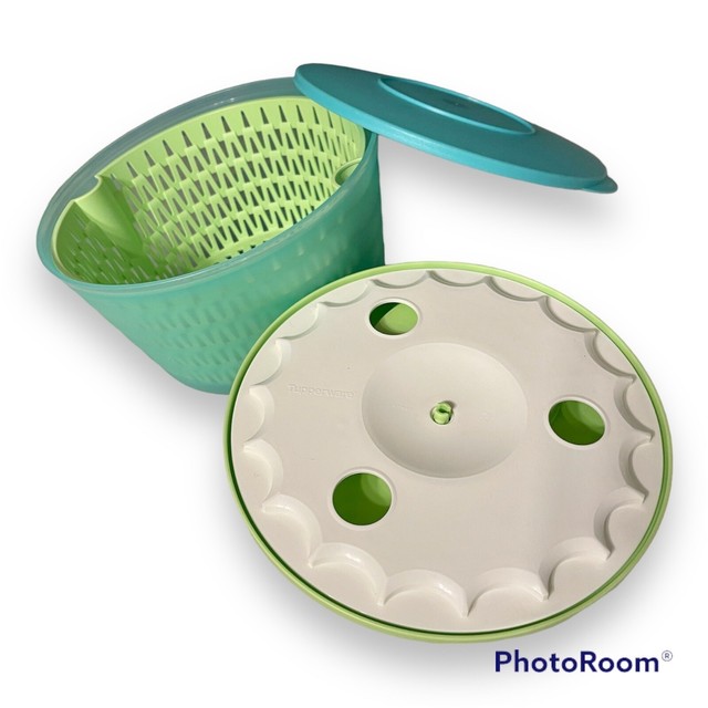 Tupperware Salad Lettuce Spinner Spin N Save Serving Bowl Teal 3776 4pc ...