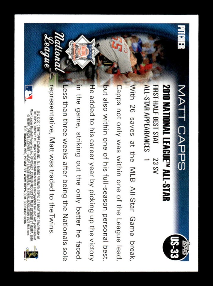 2010 Topps Update Matt Capps #US-33 | eBay