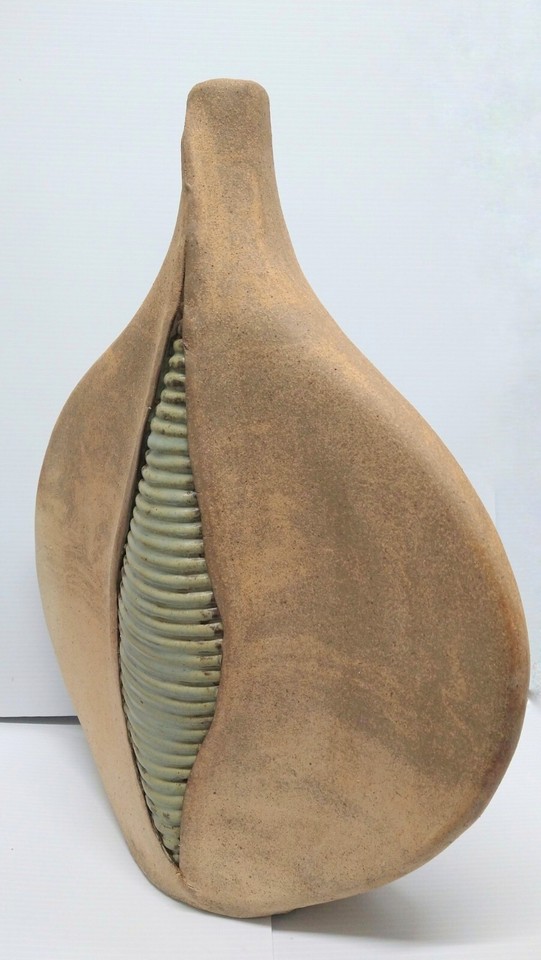 Vintage Large MCM Alka Malta Brown, Light Green Maltese Textured Vase ...