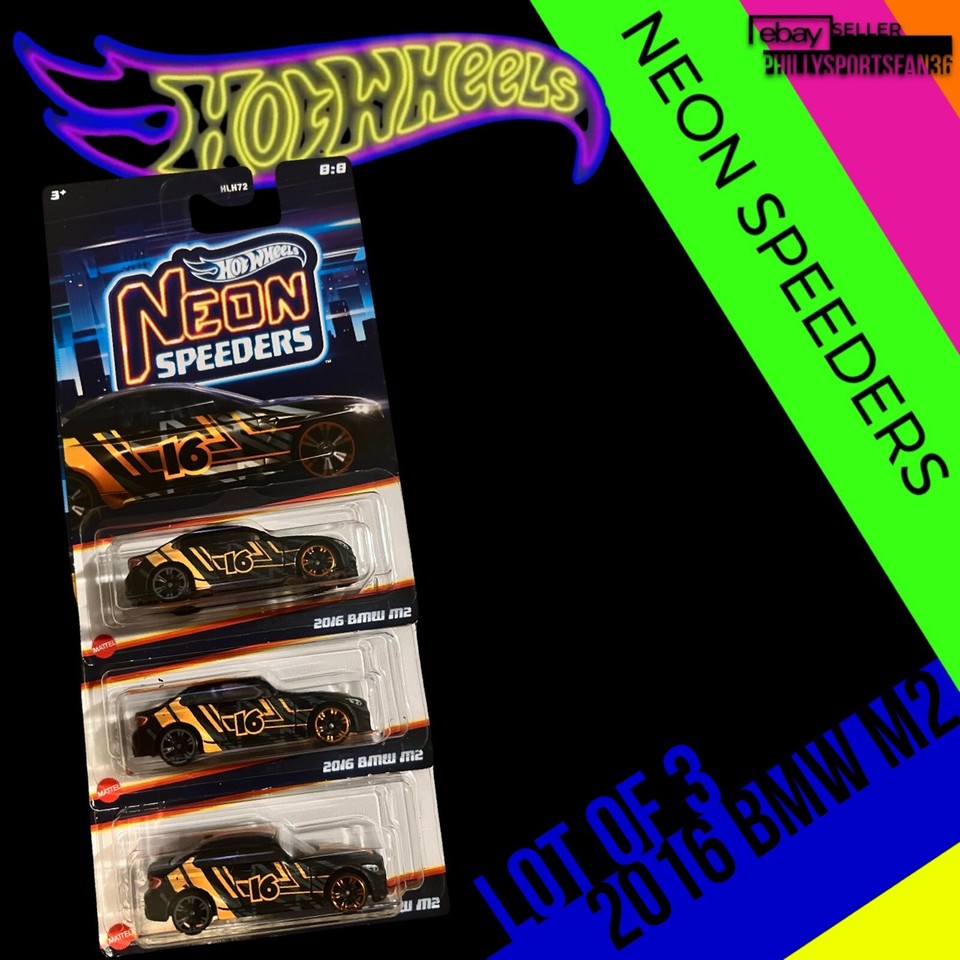 Hot Wheels Neon Speeders 2016 BMW M2 Black Orange Walmart Exclusive Lot ...