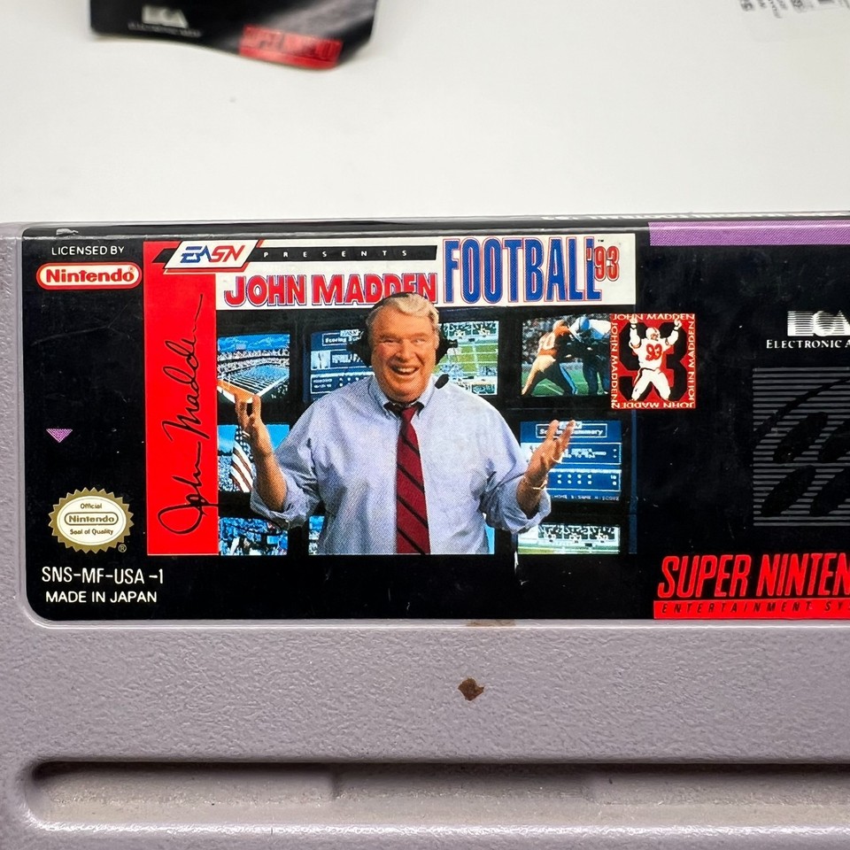 John Madden Football 93 Super Nintendo SNES - Loose w/ Manual ...