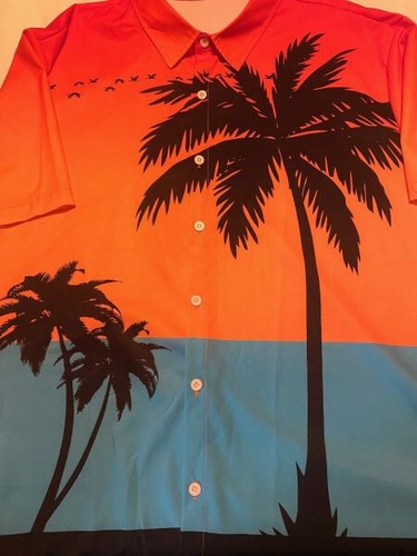 Hawalili Multi Color Tropical Print Short Sleeve Polyester Shirt Size ...