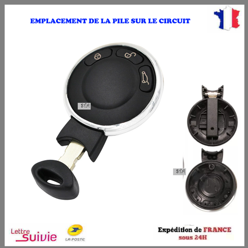 Coque Clé pour Mini - Cover Télécommande Voiture 3 Boutons BMW Mini ...