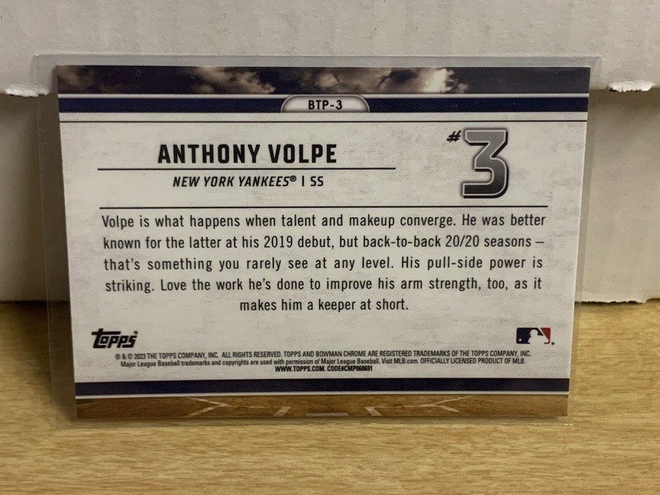 2023 Bowman Scouts Top 100 Anthony Volpe No. BTP-3 New York Yankees | eBay