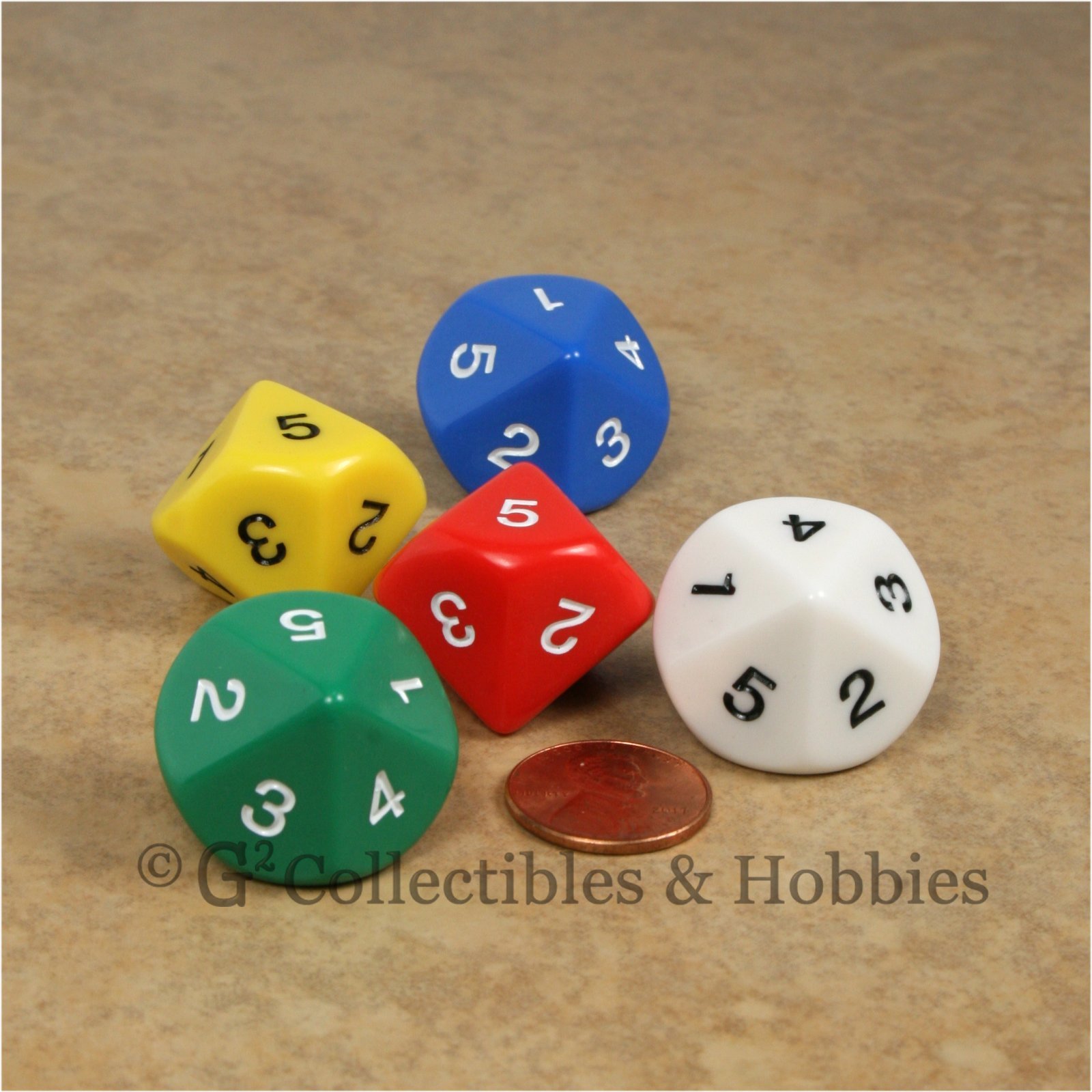 NEW Set of 5 Large 20mm D5 Ten Sided 1 to 5 Twice Game Dice D&D RPG - 5 ...