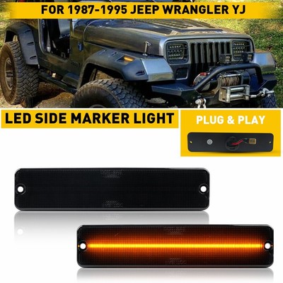 For Jeep Wrangler YJ Smoked 1987-1995 LED Front Fender Bumper Side ...