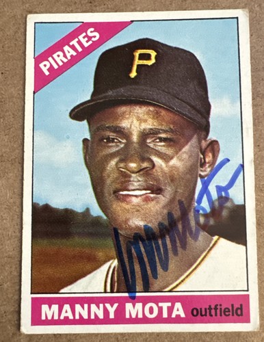 1966 TOPPS #112 MANNY MOTA AUTOGRAPHED Signed Card PITTSBURGH PIRATES ...