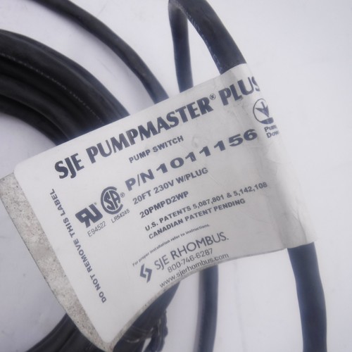 SJE Rhombus 20PMPD2WP Pumpmaster Plus 1011156 Float Switch 20' Lead | eBay