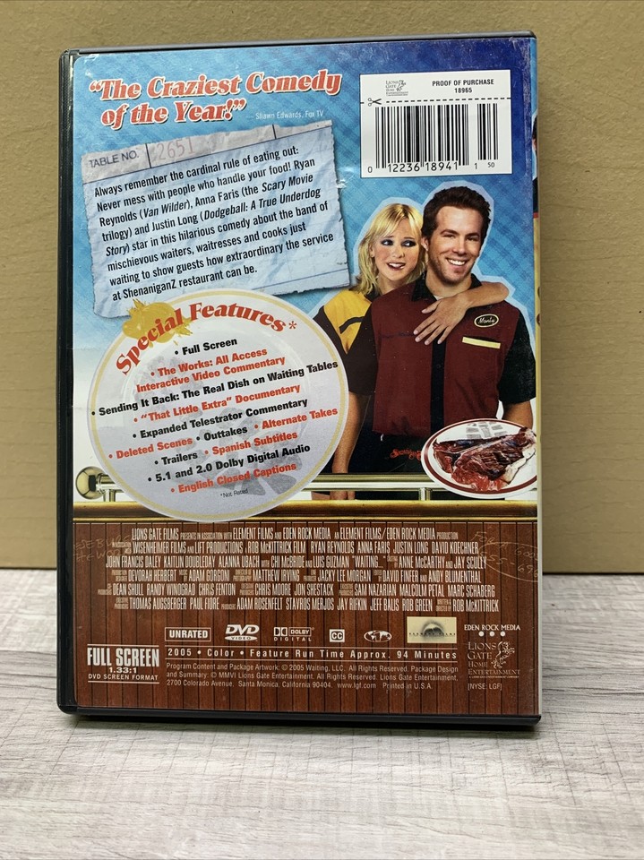 Waiting... (Two-Disc Deluxe Edition) - DVD By Ryan Reynolds,Justin Long ...