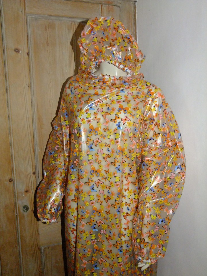 PVC Hooded Dress Plastic Top Gown Mens Womens Roleplay Long 60" Hoodie ...