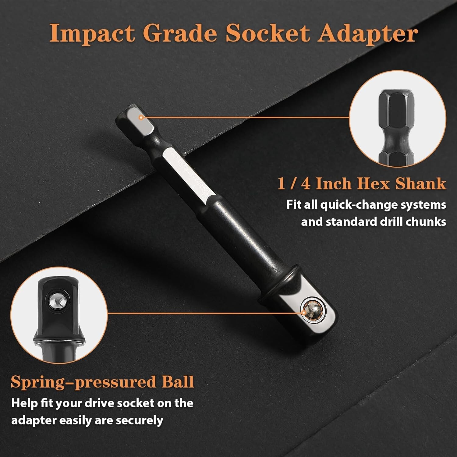 3/8 Impact Socket Adapter, 5Packs 1/4" Inch to 3/8" Drill Socket ...