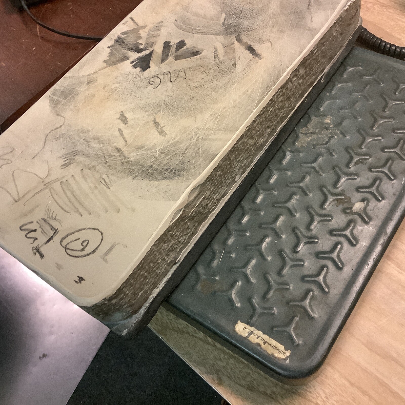 Lithography Stone 6-1/2” X 14” X 2” Cemented to a Piece of Slate | eBay