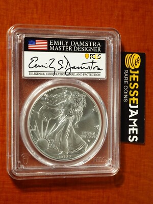 2022 W BURNISHED SILVER EAGLE PCGS SP70 FIRST STRIKE EMILY DAMSTRA ...