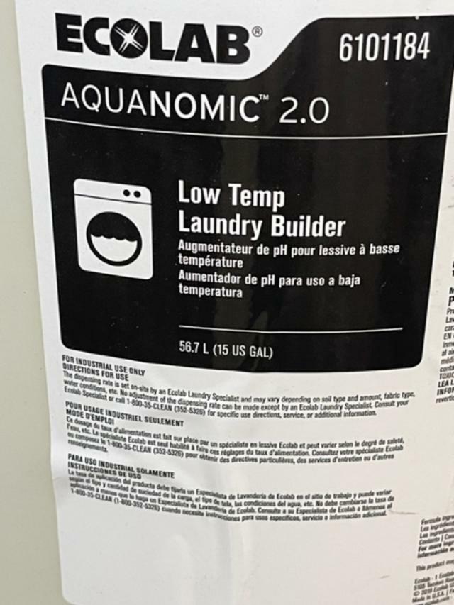 EcoLab 6101184 Aquanomic 2.0 Low Temp Laundry Builder 15 Gallon Jug New ...
