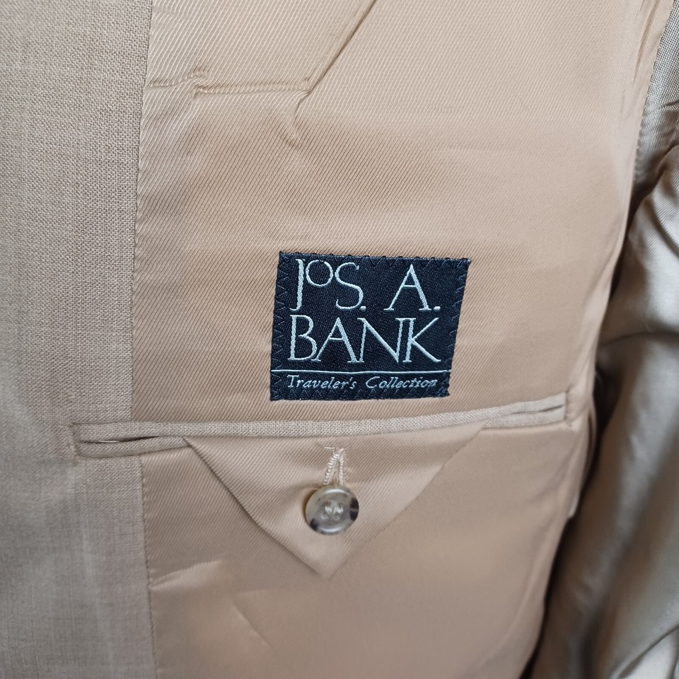 Jos A Bank Travelers Collection Sportcoat 42R Men Beige Wool Blend ...