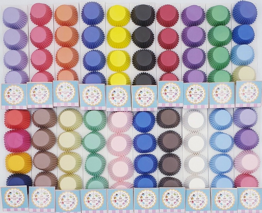 100 mini cupcake cases baking muffin cake petits fours 20 DIFFERENT ...