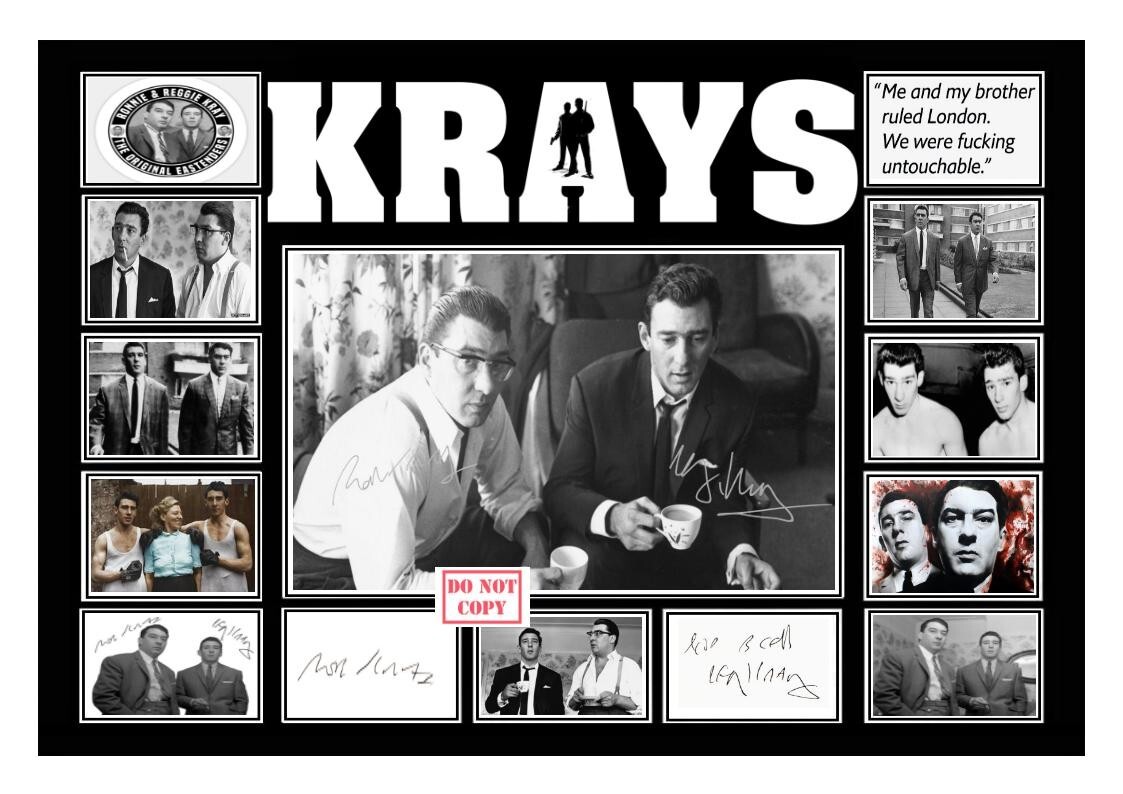 (75) the krays ronnie and reggie kray signed a4 photograph (reprint ...