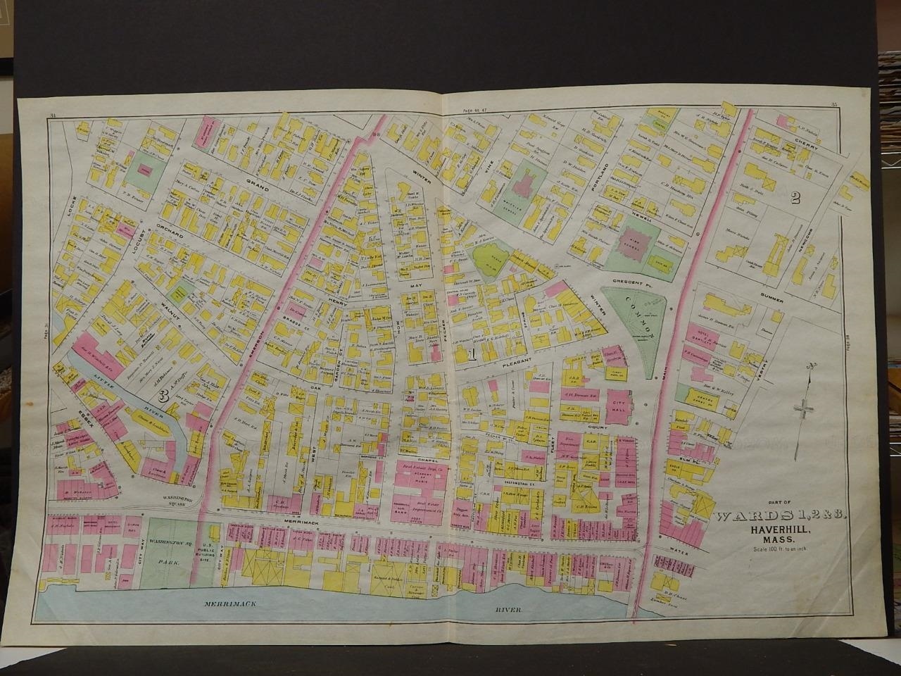 Massachusetts Essex County Maps 1892 Cty of Haverhill Wards 1,2 &3 L3 ...