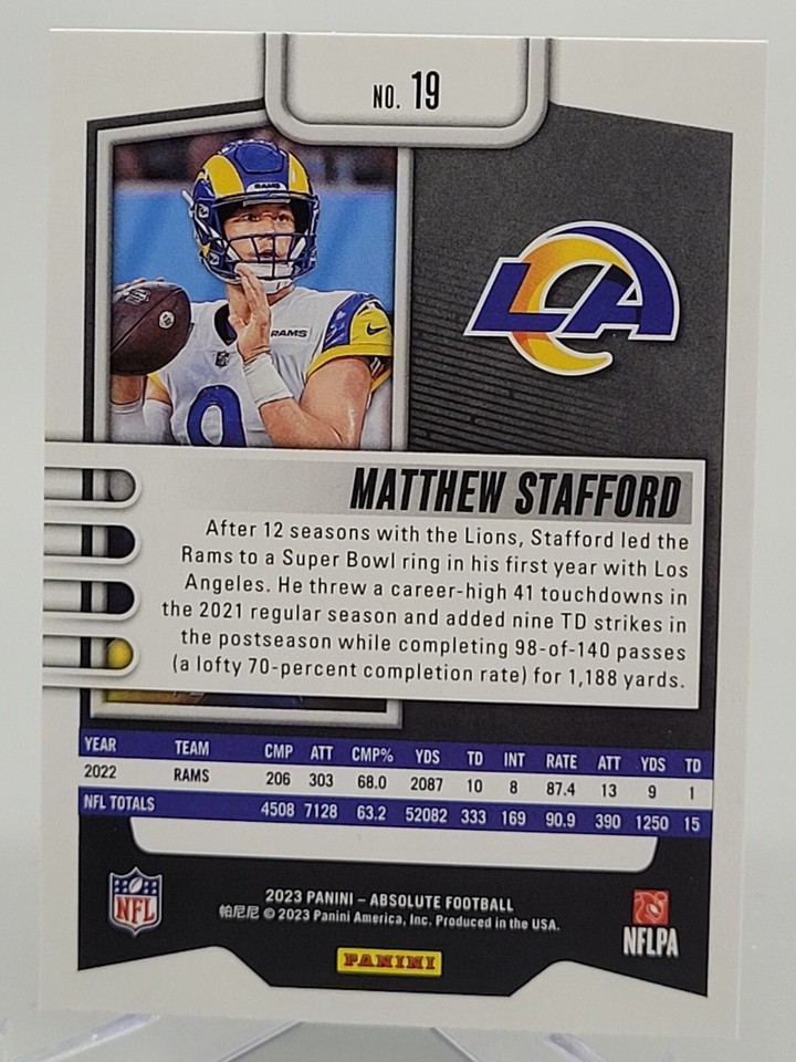 2023 PANINI ABSOLUTE MATTHEW STAFFORD BLACK PARALLEL FOOTBALL CARD RAMS ...
