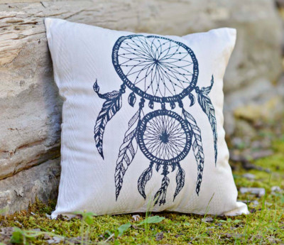 DREAM CATCHER PILLOW : SOUTHWESTERN NATIVE FEATHERS DREAM IVORY TOSS ...