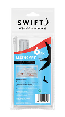 6 Piece Maths Set Stationery Back To School Pencil Case Compass ...