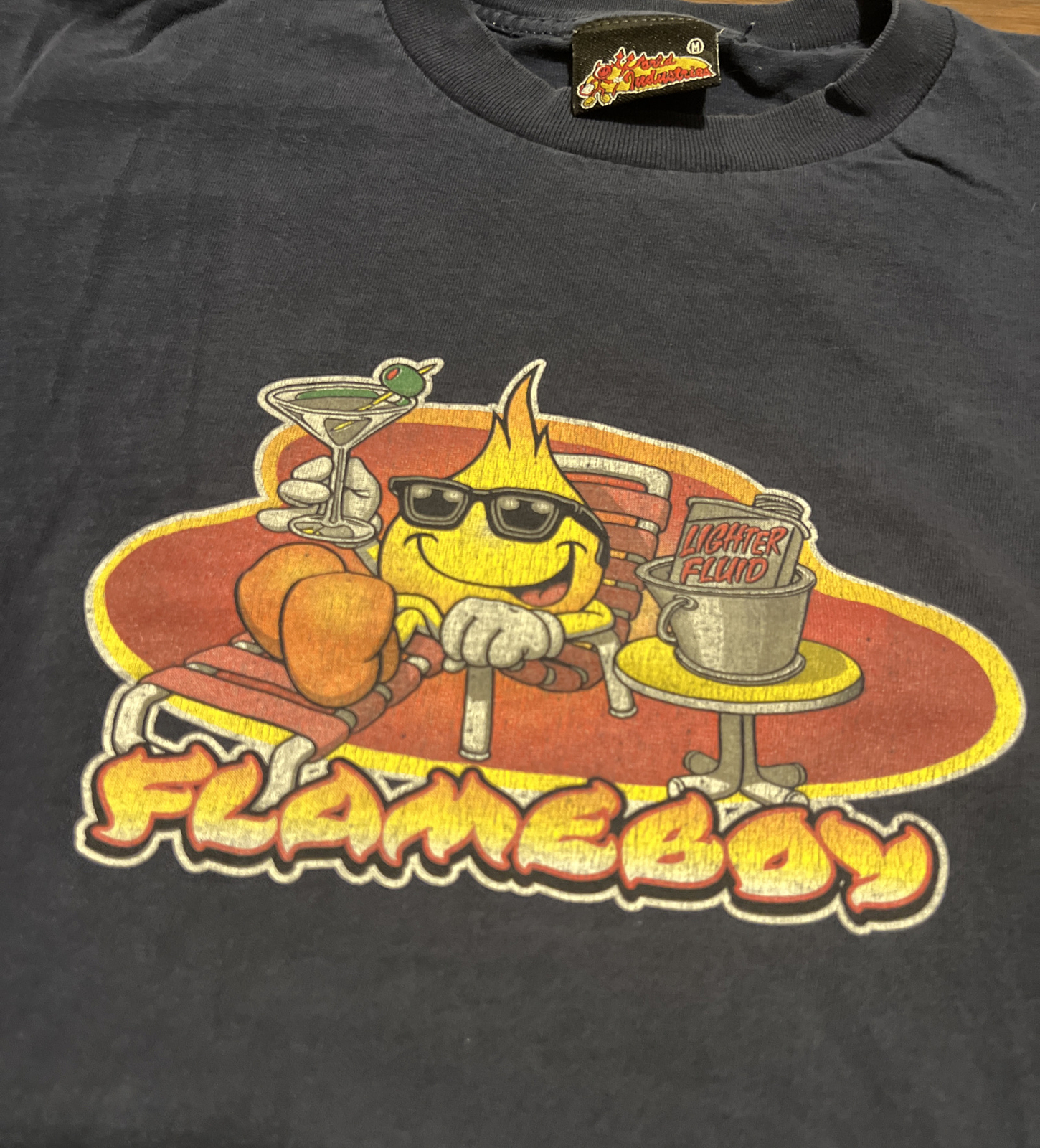 RARE VTG WORLD INDUSTRIES Mens Navy Blue FLAMEBOY Sho… - Gem