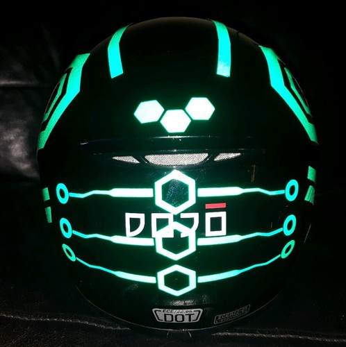TRON STYLE HELMET STICKERS REFLECTIVE DECALS BE SEEN HI VIZ MOTORCYCLE ...