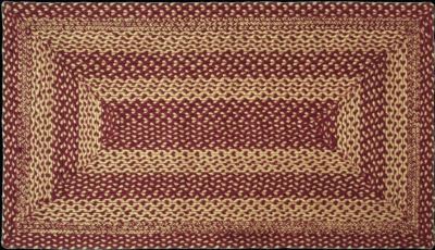 Country Farmhouse Braided Rug Burgundy Red & Tan Rectangle with Non ...