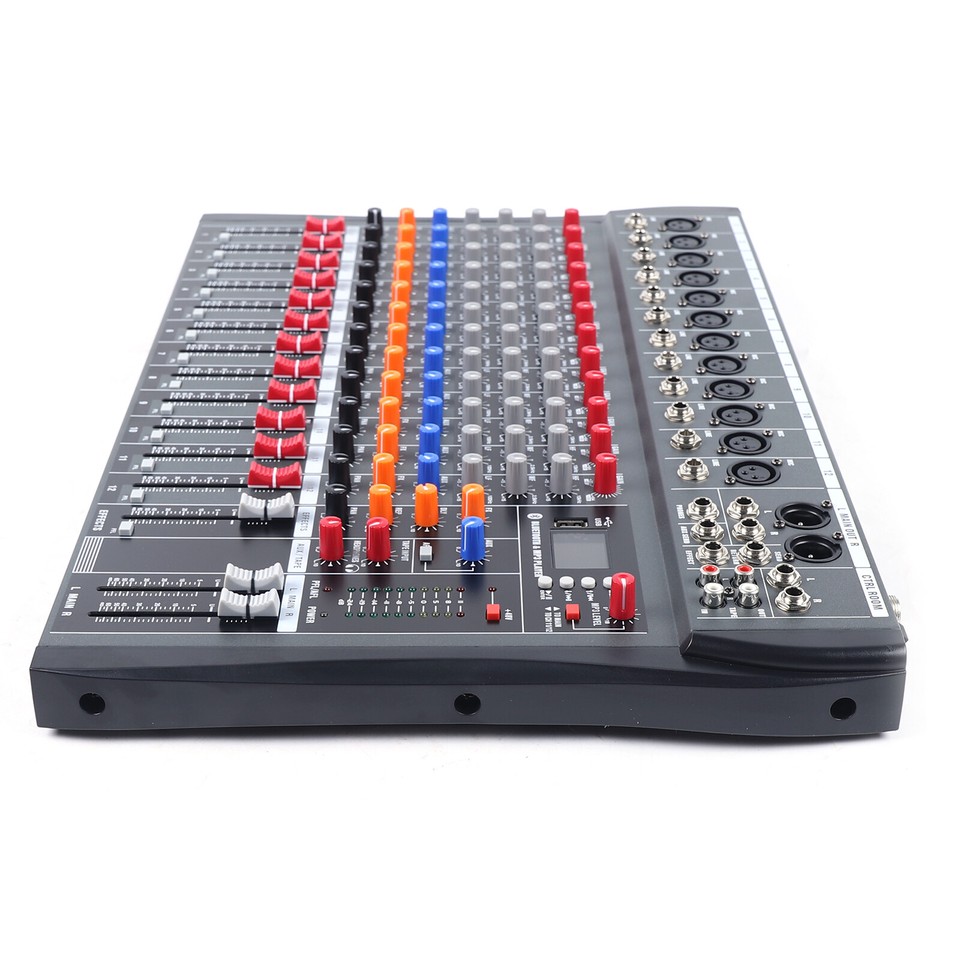 12 Channel Audio Mixer Bluetooth USB DJ Sound Mixing Console Amplifier ...