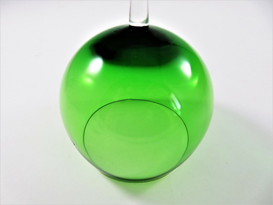 Emerald Green Blown Glass Round Goblets Thin Clear Stems 10 Ounce Set ...