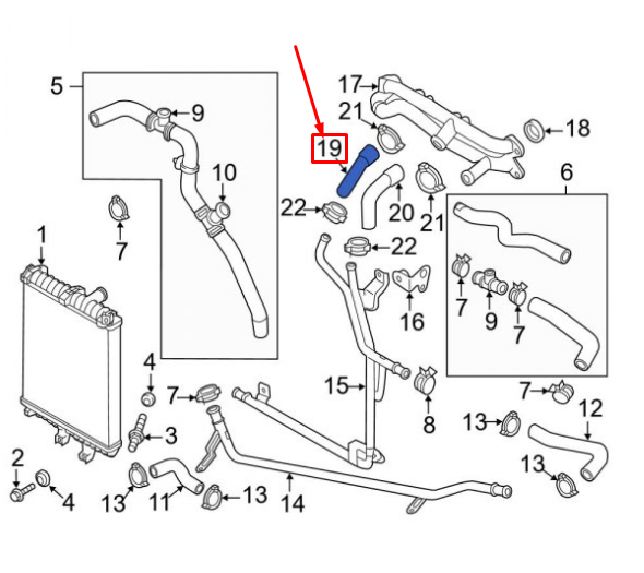 AUDI Q7 4L RIGHT LOWER RADIATOR COOLANT HOSE 4L0121051B GENUINE for ...