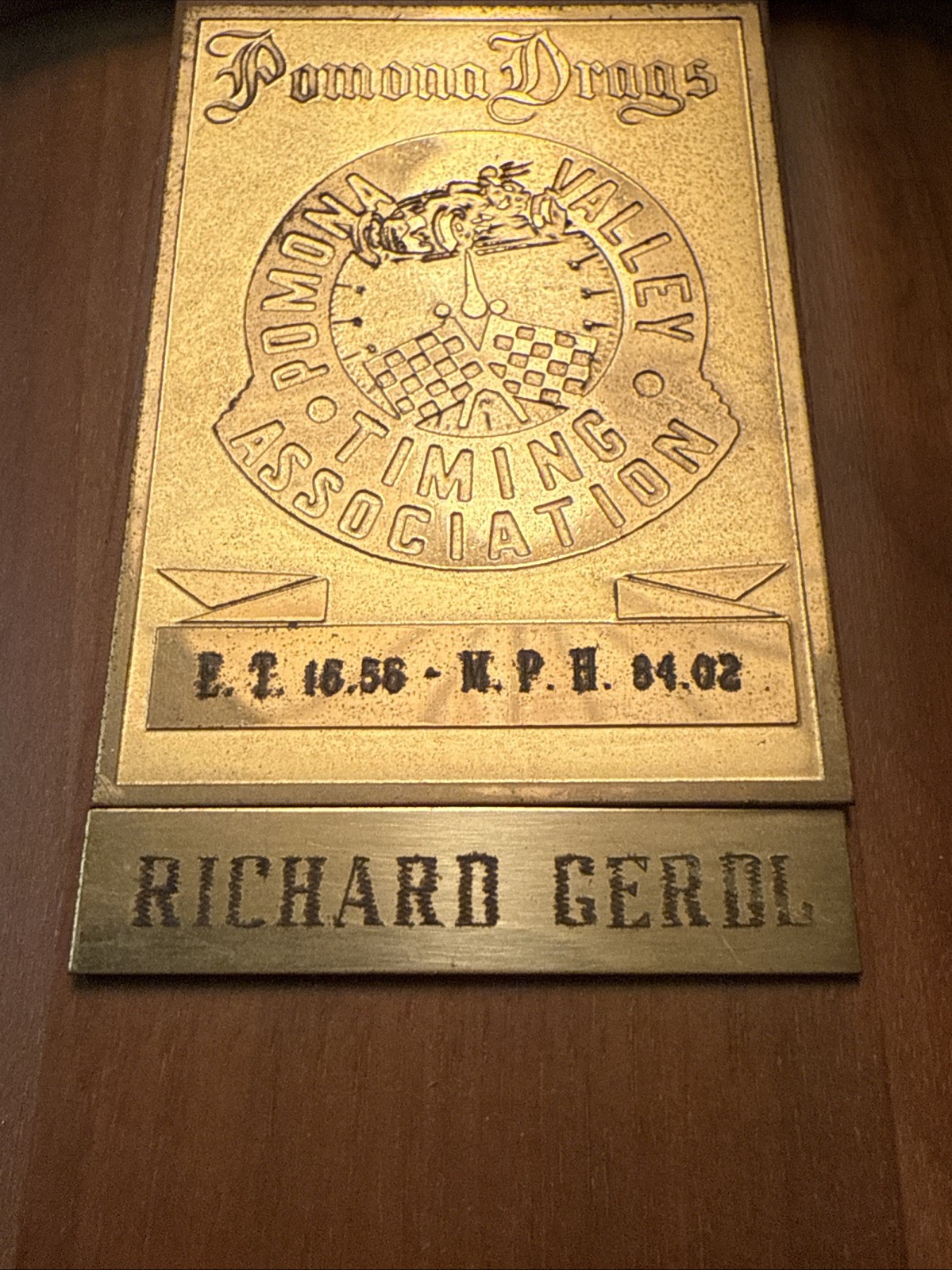 Vintage 1963 Drag Racing Trophy San Fernando Raceway With Car On The ...