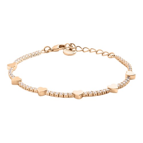 Bracelet Femme STROILI 1689006 Acier Inoxydable Tennis Gold Rose Coeurs ...