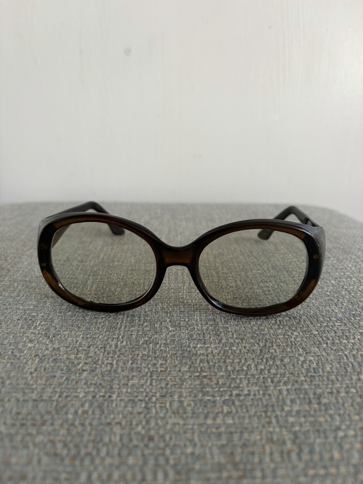 Vintage Brown Gucci GG2433 Round Eyeglasses W/ Script Made in Italy | eBay