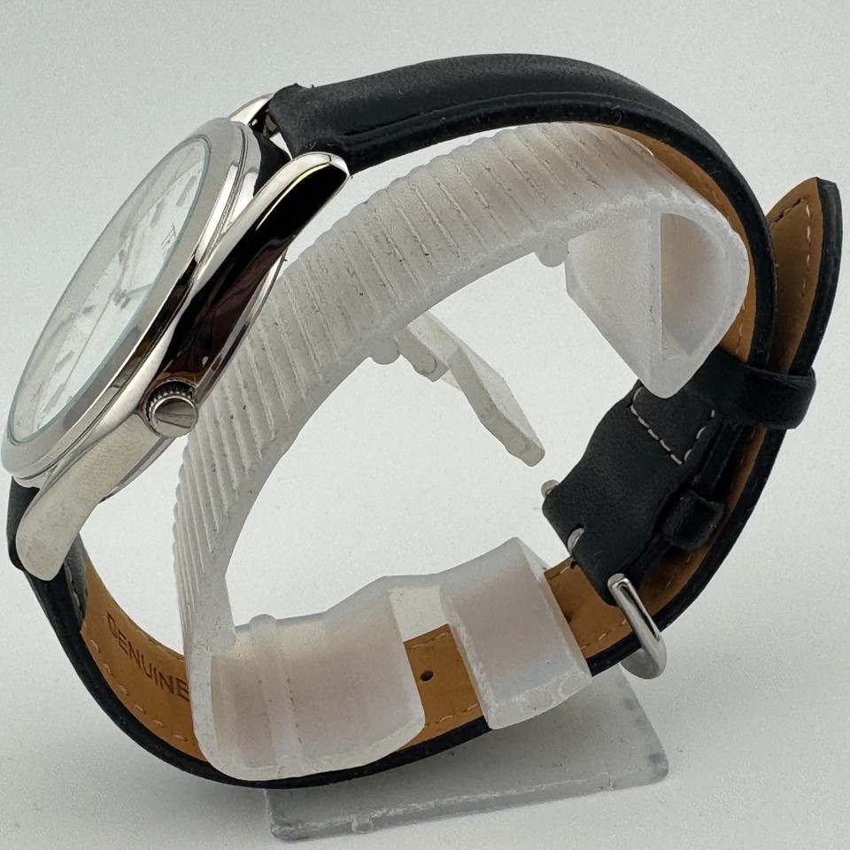 Unused TFX by Bulova Quartz Watch 36B104 Men Silver leather Date New ...