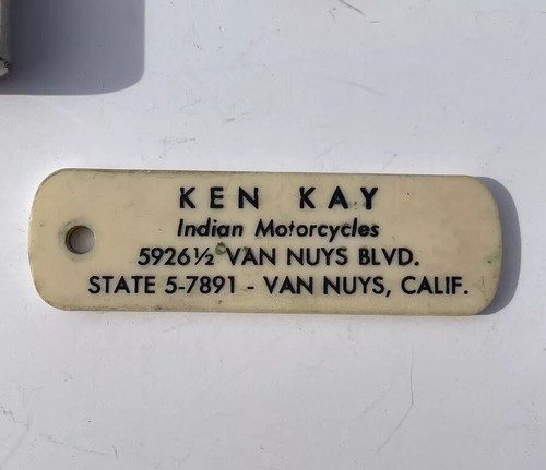 Indian Motorcycle Key Chain Dealer Ken Kay Van Nuys California Antique ...