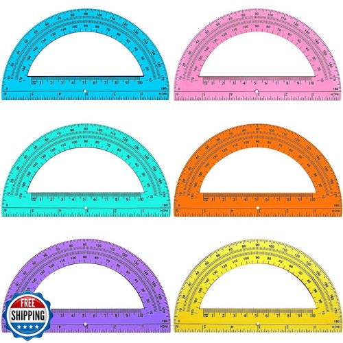 6 Pieces Math Bulk Plastic Protractors 180 Degrees 6 Inch Translucent ...