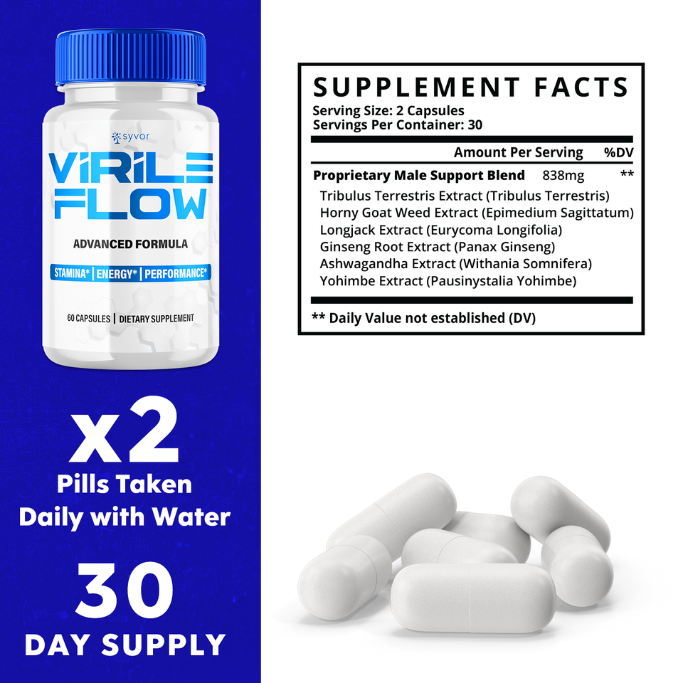 Virile Flow for Men Advanced Performance Supplement Male Health 120 ...