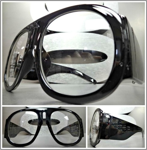 OVERSIZED EXAGGERATED RETRO Clear Lens EYE GLASSES Super Thick Huge ...
