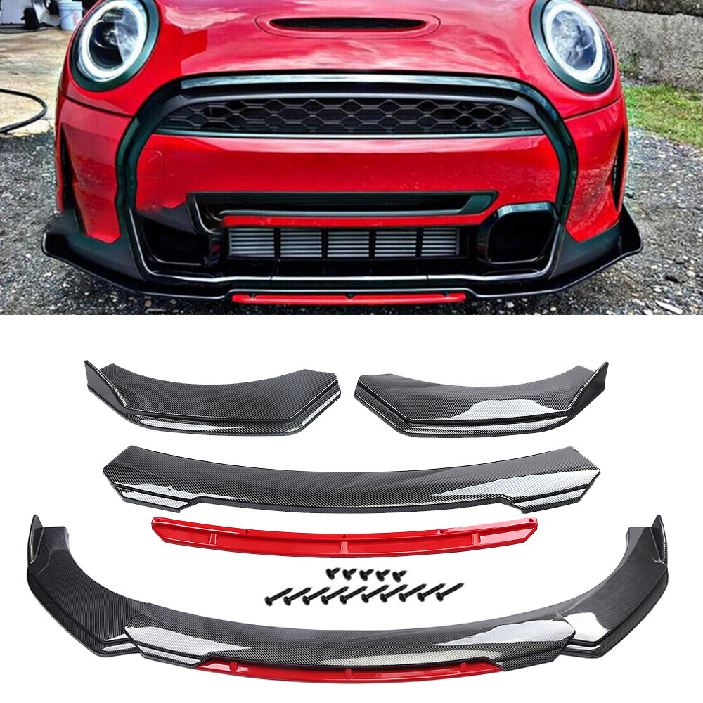 For Mini Cooper Car Front Bumper Lip Spoiler Body Kit Carbon Fiber Look ...