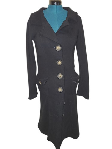 Millard Fillmore Black Cotton Duster Goth Trench Coat Double Breasted ...