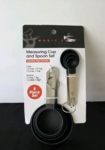 Magic Chef Measuring Cup and Spoon 8-pc Set Stainless Steel Home ...