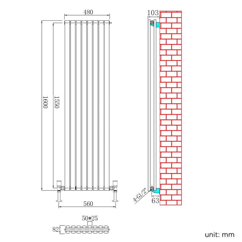 Vertical Radiator Oval Column Anthracite White Heating Tall Rad With ...