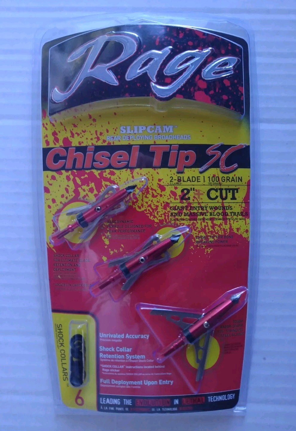 Rage Slip Cam Rear Deploy Archery Broadhead Chisel Tip SC 100 Grain 2 ...