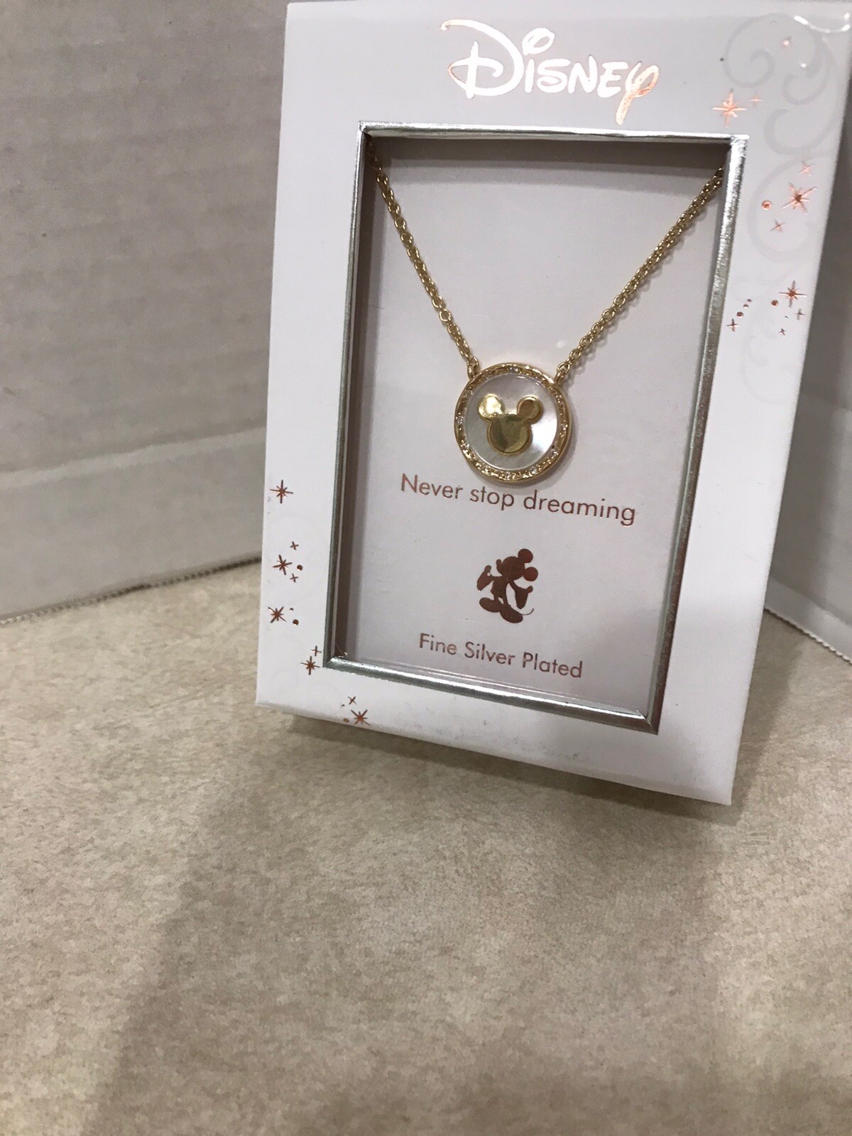 Disney Mickey Mouse Mother-of-Pearl Pendant Necklace In Gold- Tone 16 ...