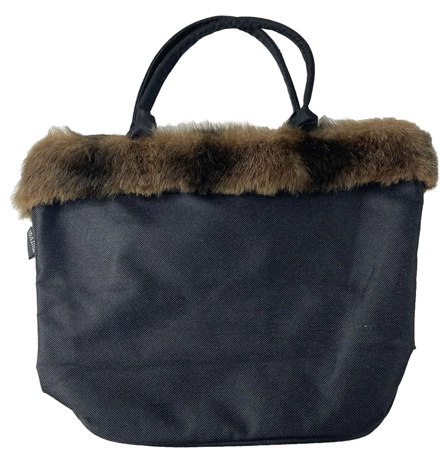 Women's Black Murval Paris Handbag Purse Zipper Leopard Faux Fur Trim ...