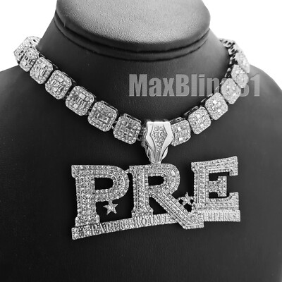 Young Dolph PRE Pendant 16" 18" 20" Iced Baguette Choker Chain Hip Hop ...